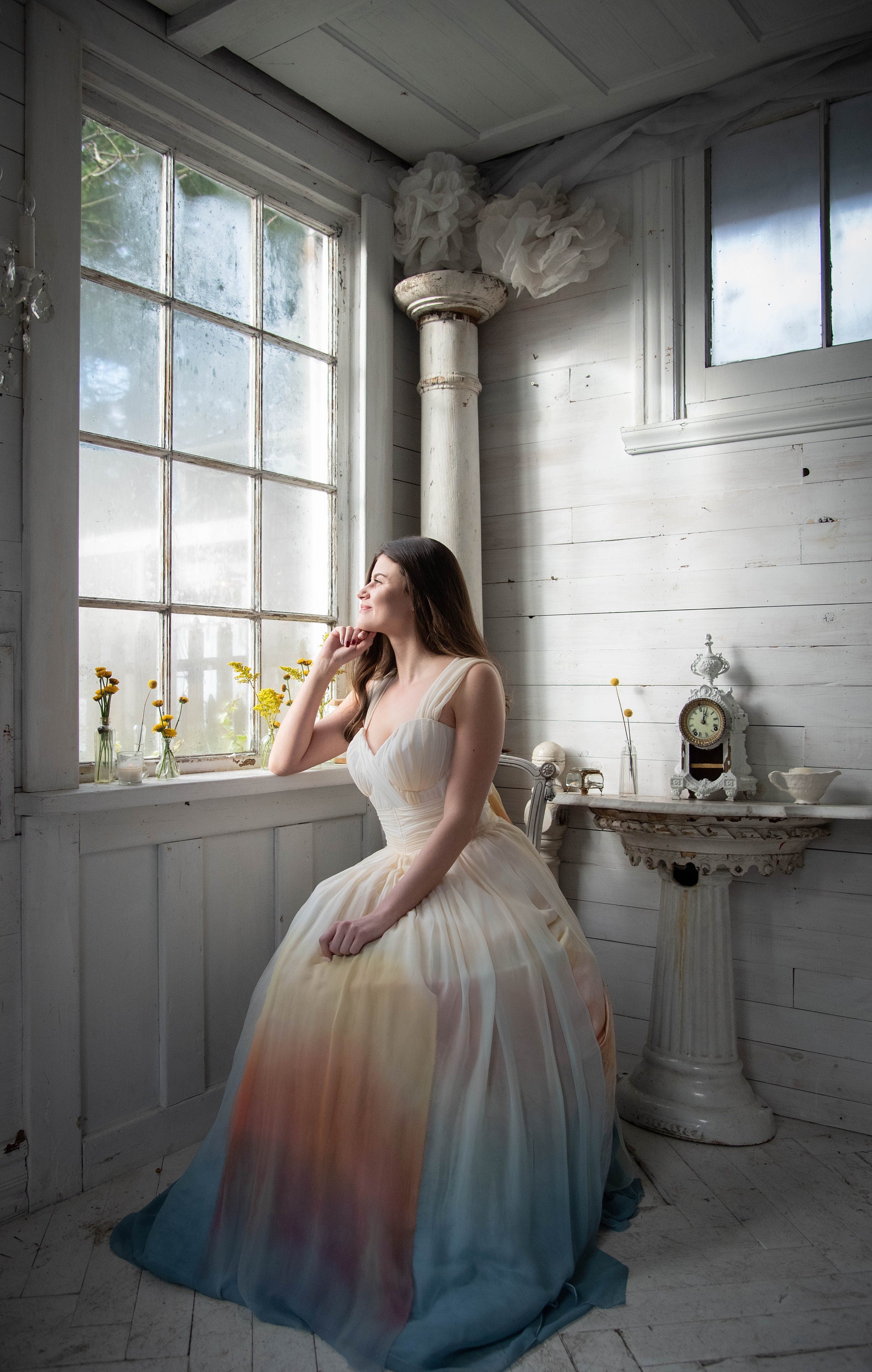 Ombre Wedding Dress Sunset Wedding Dress Silk Chiffon | Etsy