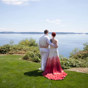 Ombre Wedding Dress, Gradient Wedding Dress, Silk Wedding Dress, Beach ...