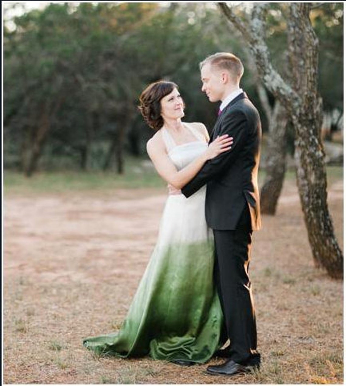 Ombre Wedding Dress, Gradient Wedding Dress, Silk Wedding Dress, Beach ...