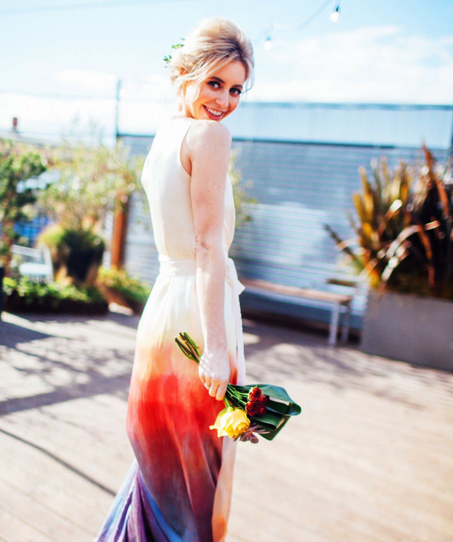 Ombre Wedding Dress Sunset Wedding Dress Stretch Silk - Etsy