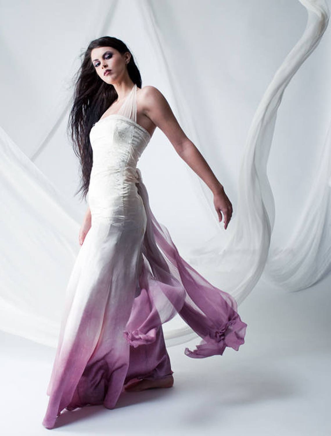Lilac Ombre Wedding Dress, Boho Wedding Dress, Beach Wedding Gown ...
