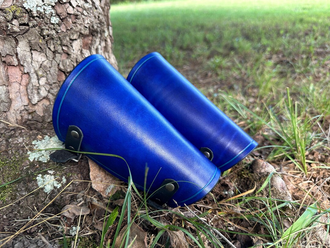 Blue Buckled Leather Adventurer Bracers - Etsy