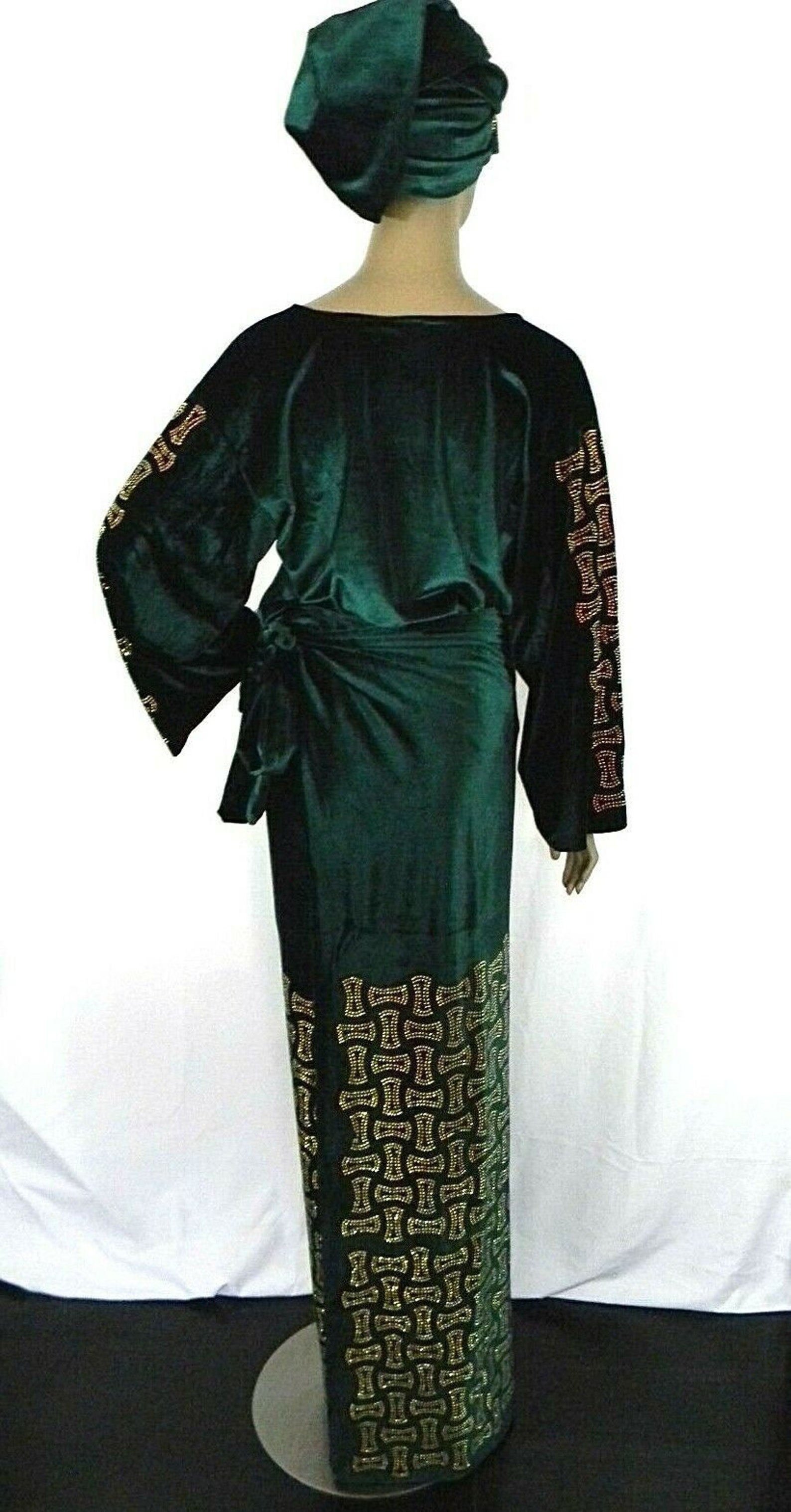 Velvet With Stones Design/nigerian Party Outfits/trendy African Velvet ...