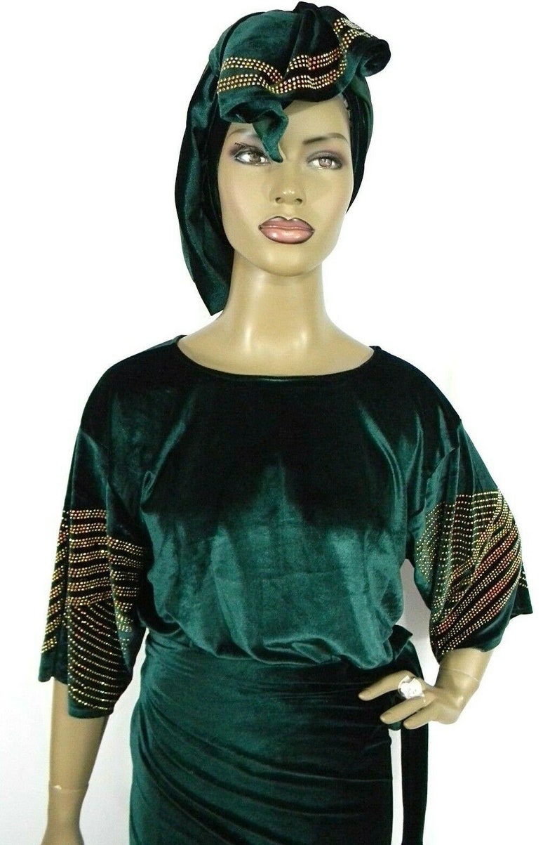 Velvet With Stones Design/nigerian Party Outfits/trendy African Velvet ...
