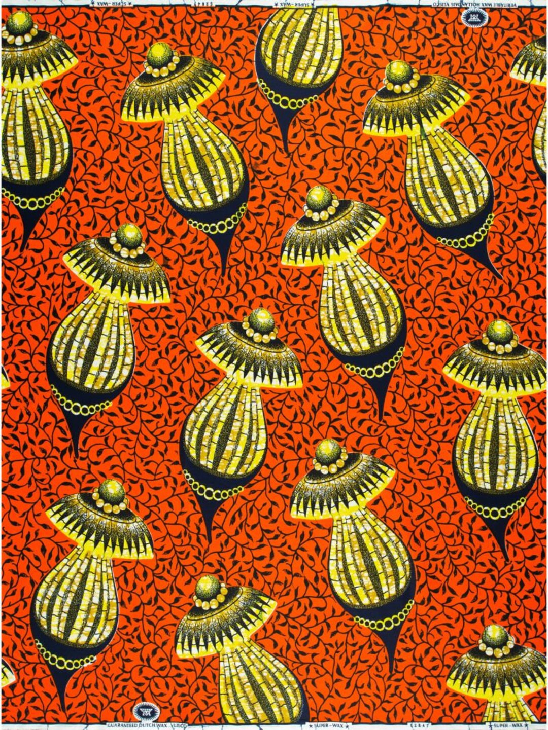 Authentic Vlisco Super Wax/dutch Wax/african Wax/orange&yellow ...