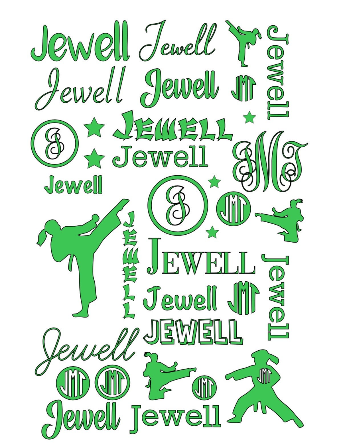 SVG DIGITAL DOWNLOAD Sticker Name Sheet Monogram Stickers Vinyl ...