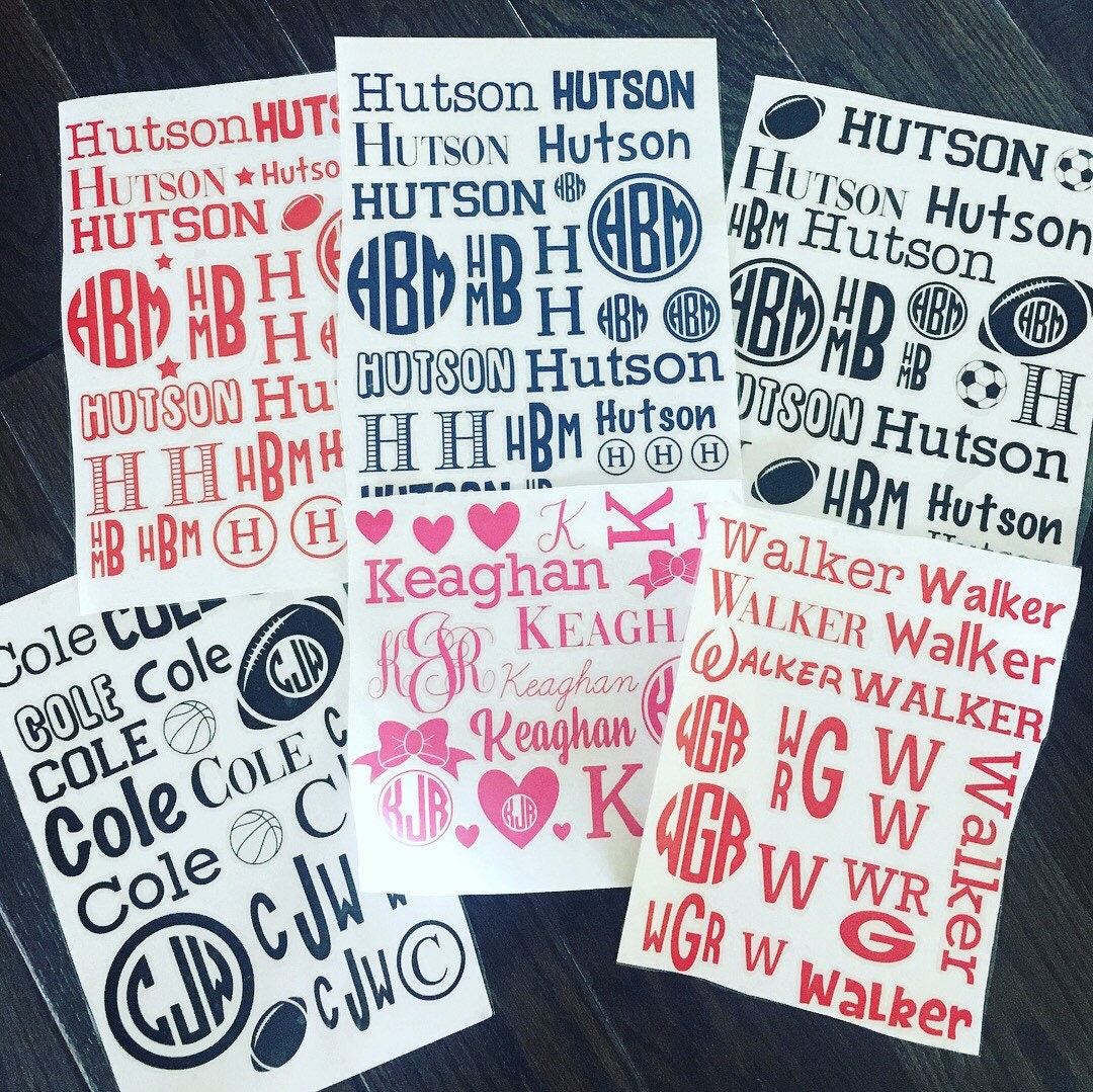 SVG DIGITAL DOWNLOAD Sticker Name Sheet Monogram Stickers Vinyl ...