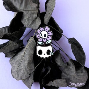 Skull Planter Enamel Pin - Purple and Mint - Goth Gift - Lapel Pin ...