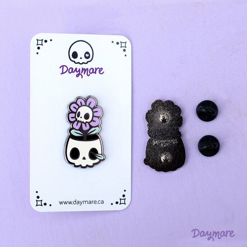 Skull Planter Enamel Pin - Purple and Mint - Goth Gift - Lapel Pin ...