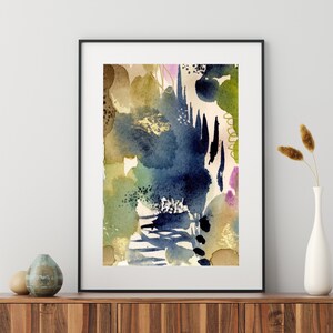 Elegant Neutral Jewel Tone Watercolor Abstract Art Print - Digital ...