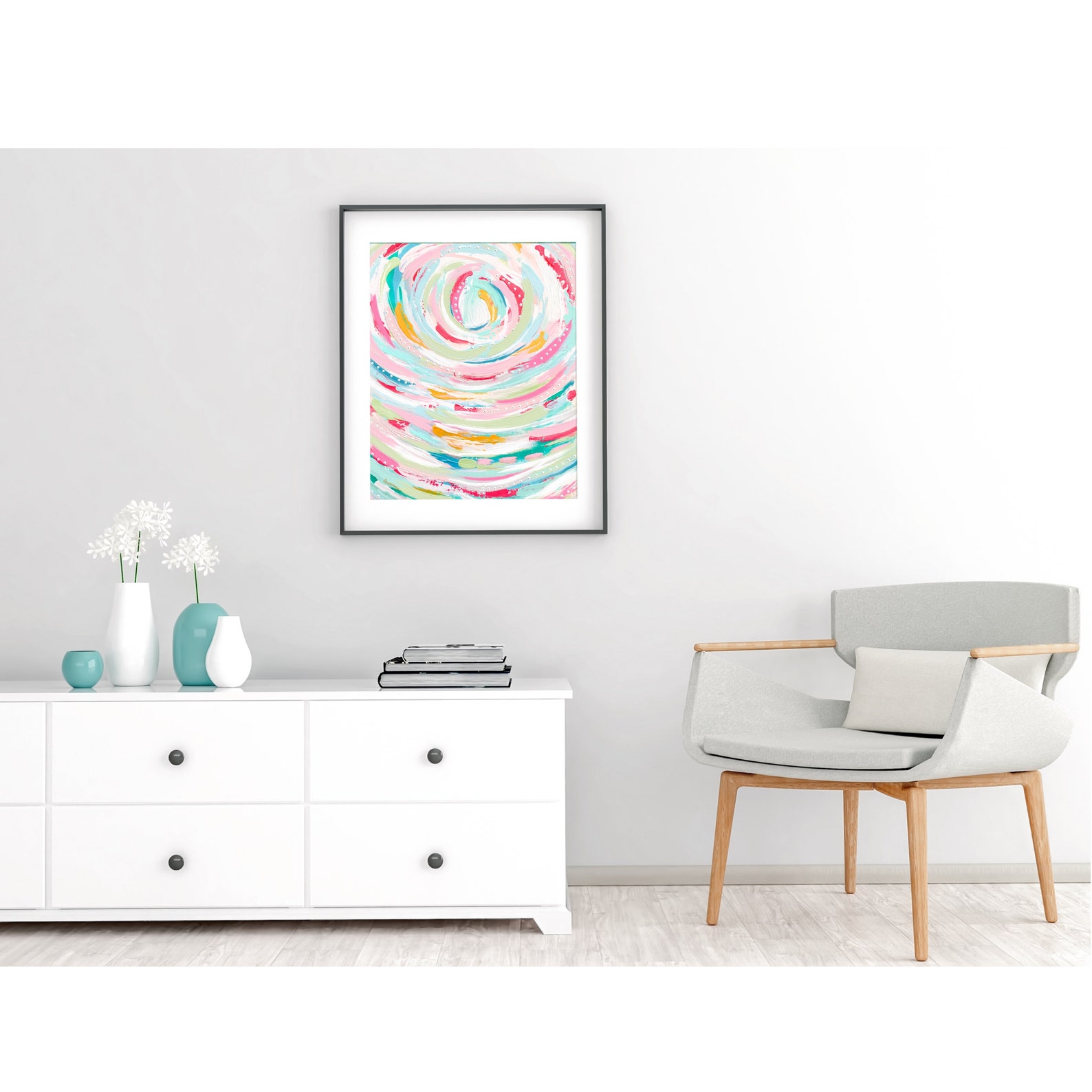 Colorful Modern Abstract Art Circles Painting Downloadable | Etsy