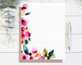 Printable Floral Stationery Lined Letter Writing Paper Blank - Etsy