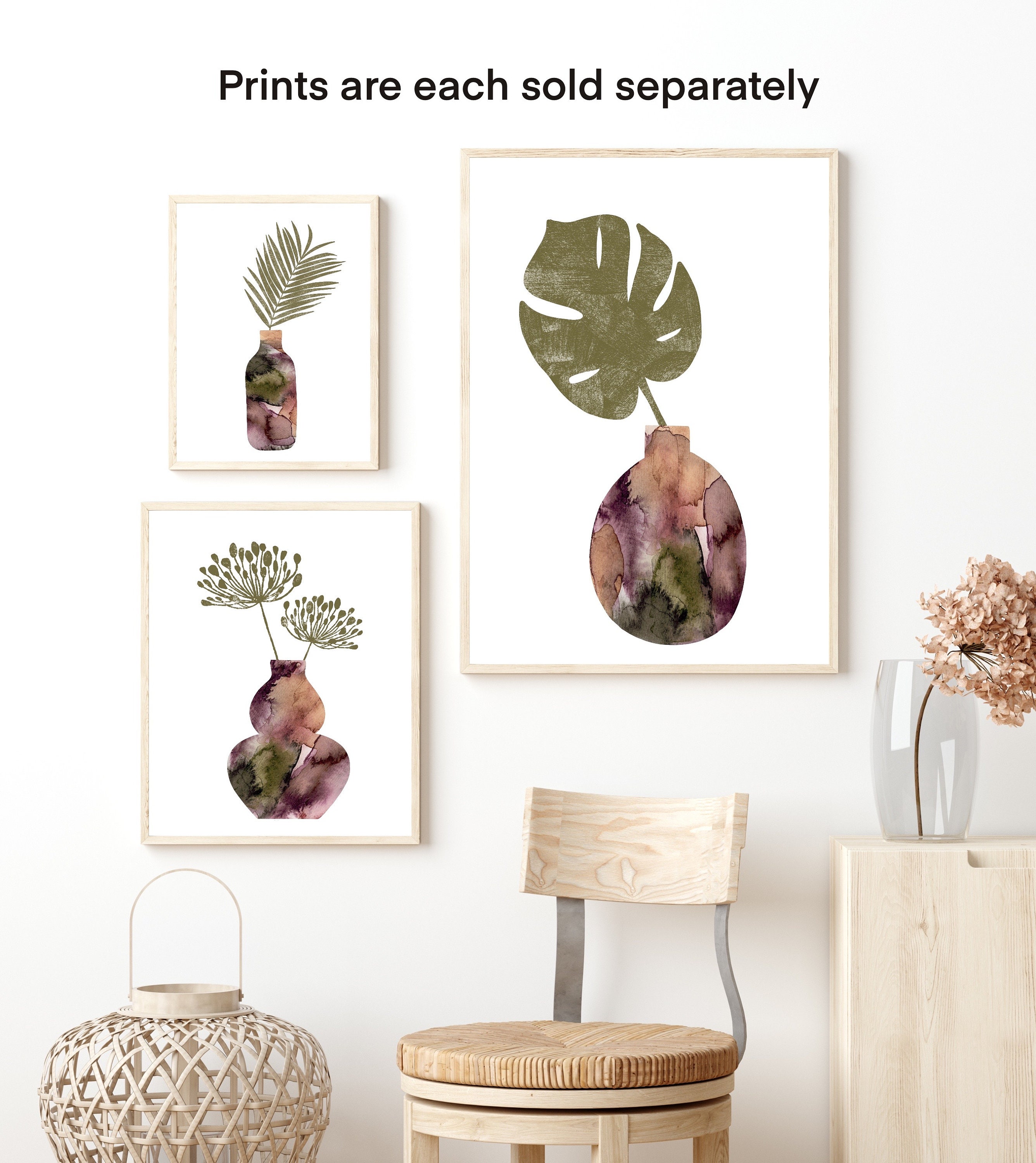 Watercolor Abstract Plant Floral Wall Art Downloadable - Etsy