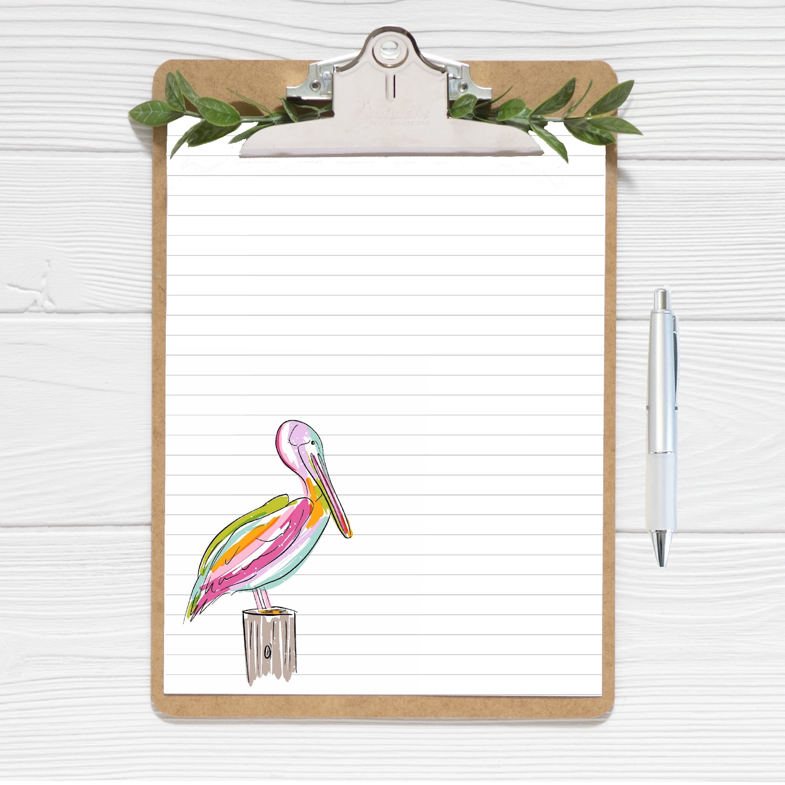 Printable Pelican Stationery Lined Letter Writing Paper Blank - Etsy