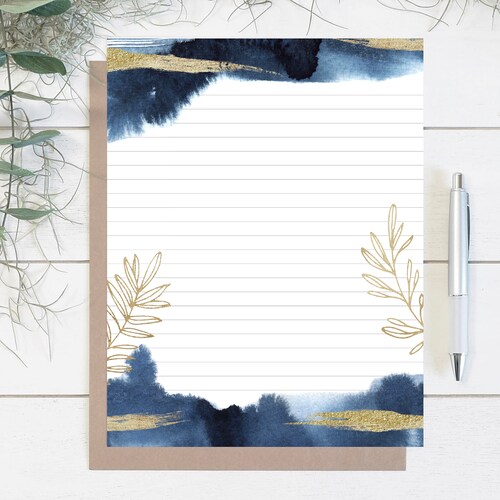 Printable Abstract Watercolor Stationery Lined Letter Writing - Etsy