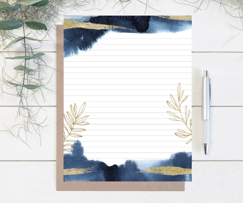 Printable Abstract Watercolor Stationery Lined Letter Writing - Etsy