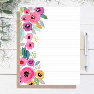 Printable Floral Stationery Lined Letter Writing Paper Blank - Etsy