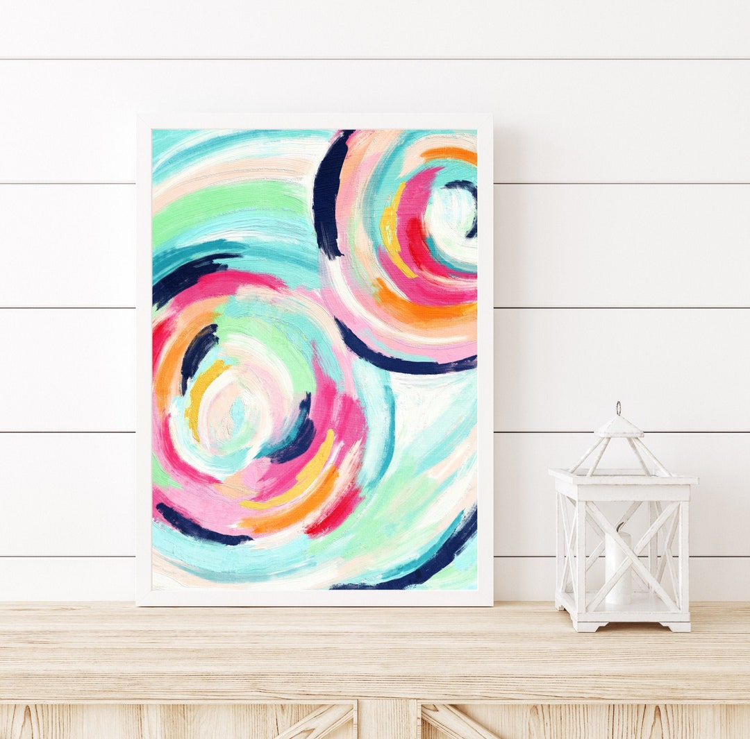 Colorful Modern Abstract Art Circles Painting Downloadable - Etsy