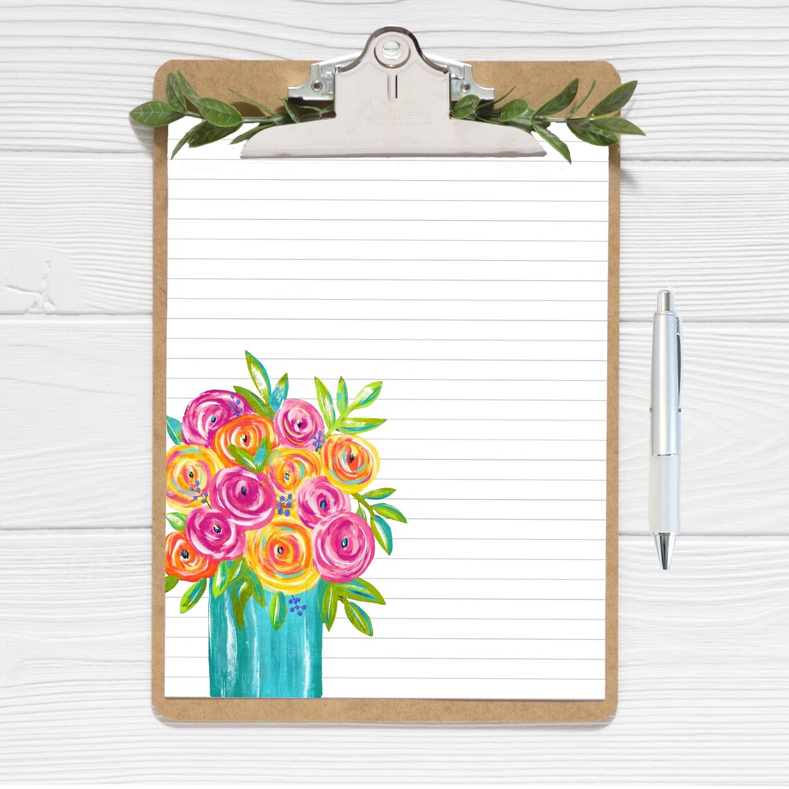 Printable Floral Flower Stationery Lined Letter Writing Paper - Etsy
