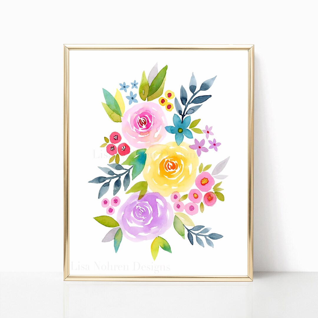 Floral Watercolor Flowers Printable Art Colorful Kids Room Girls ...