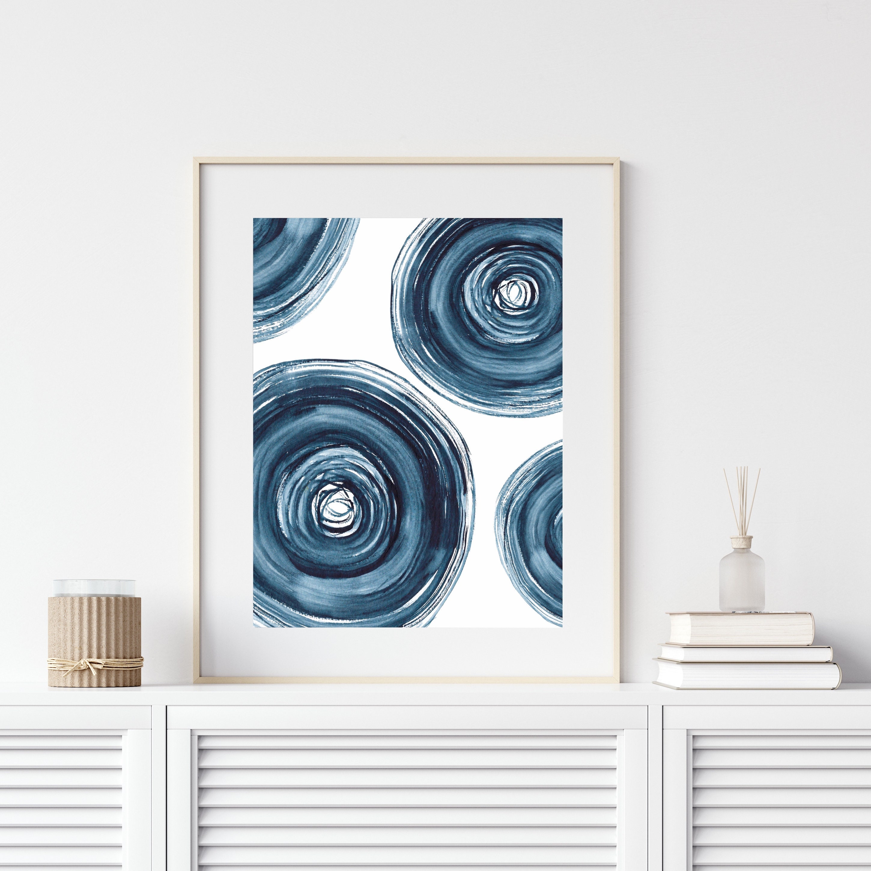 Navy Watercolor Abstract Art Printable Minimalist Wall Art Modern ...