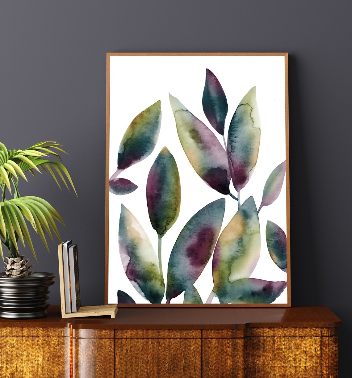 Watercolor Botanical Abstract Leaves Printable Art | Etsy