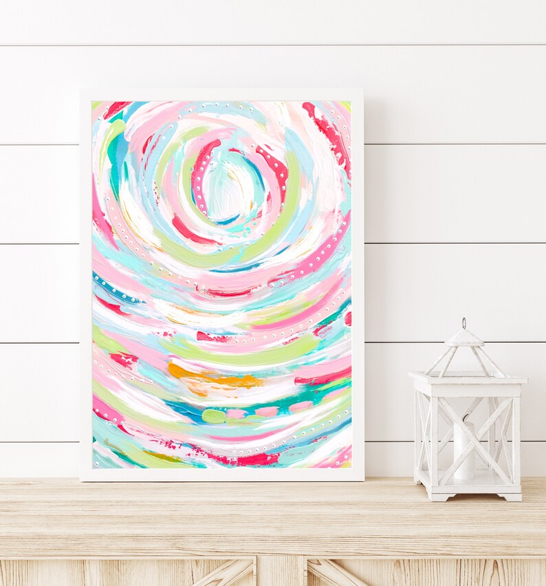 Colorful Modern Abstract Art Circles Painting Downloadable | Etsy