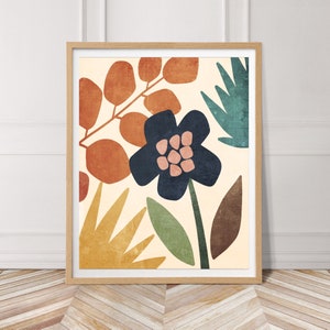 Printable Boho Floral Leaves Botanical Print Geometric Shapes Art ...