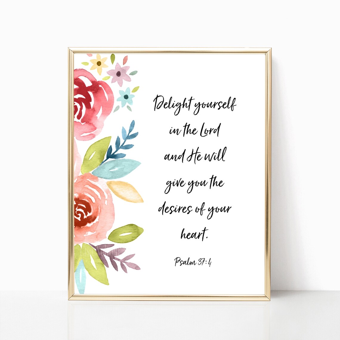 Bible Verse Art Watercolor Floral Printable Wall Art Psalm | Etsy