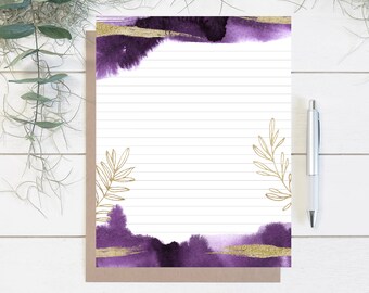 Printable Abstract Watercolor Stationery Lined Letter Writing | Etsy