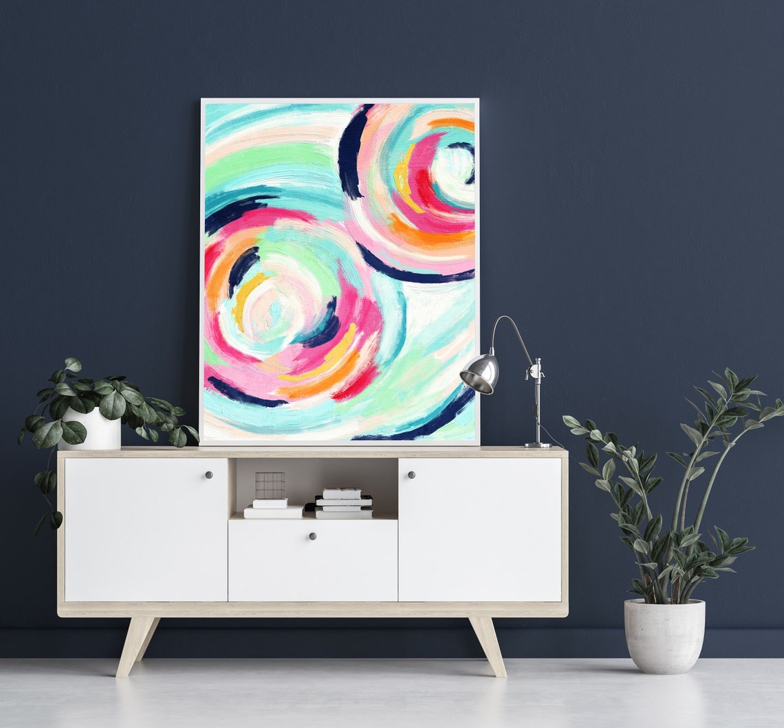 Colorful Modern Abstract Art Circles Painting Downloadable | Etsy