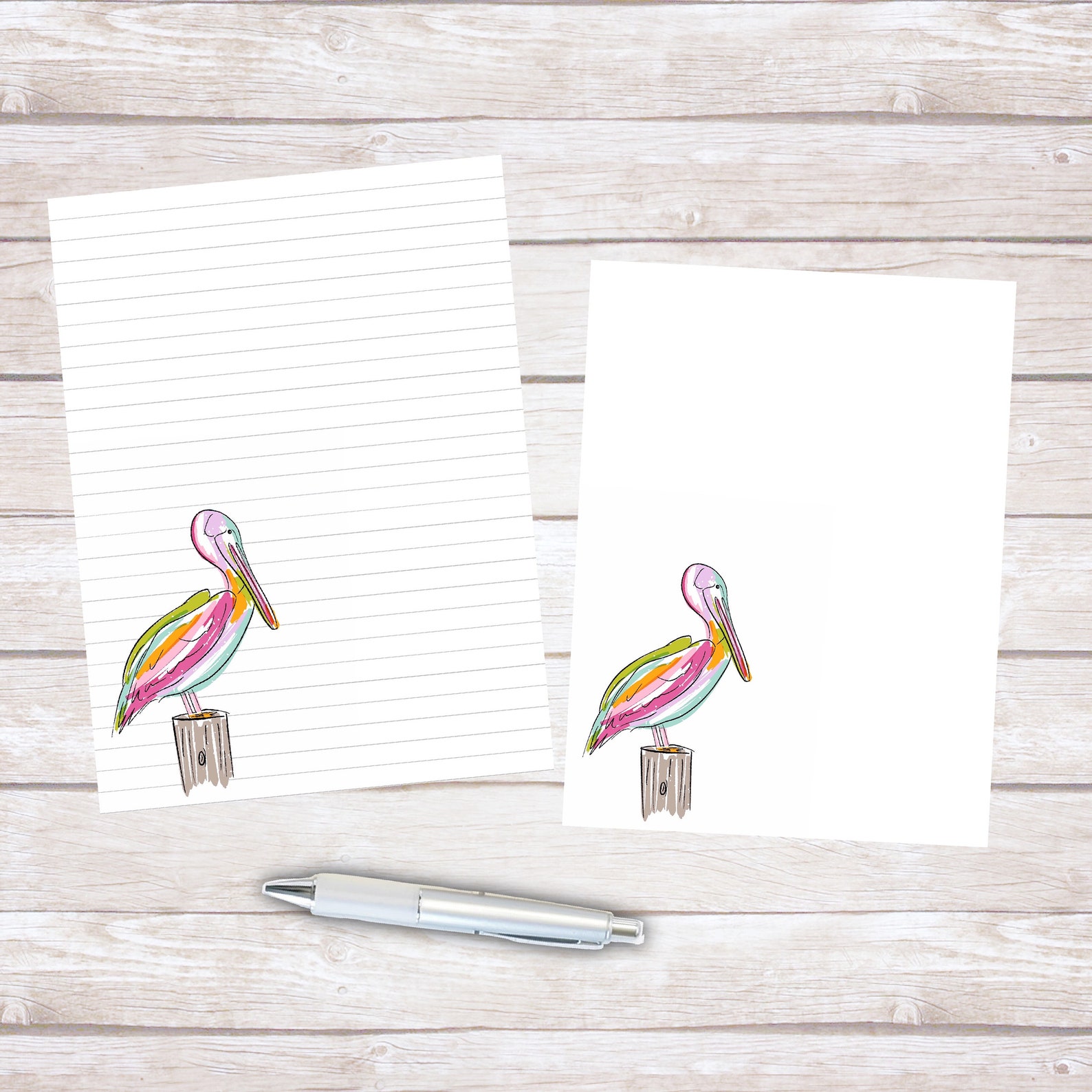 Printable Pelican Stationery Lined Letter Writing Paper Blank | Etsy