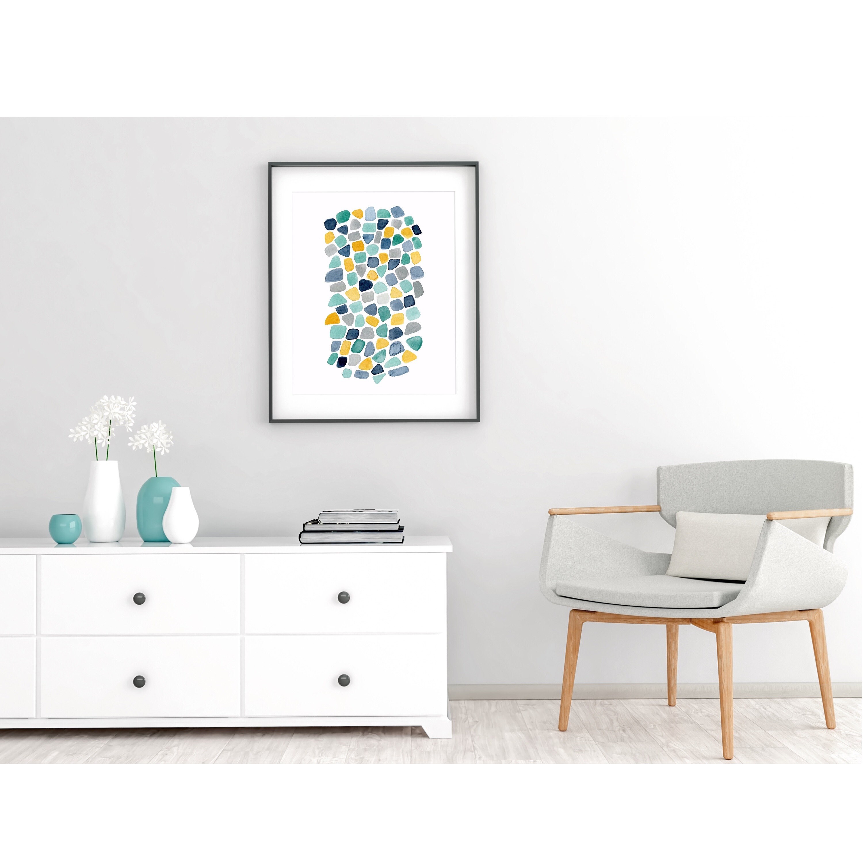 Watercolor Sea Glass Abstract Art Printable Watercolor Wall - Etsy