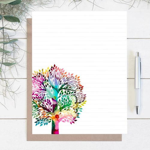 Printable Abstract Watercolor Stationery Lined Letter Writing - Etsy