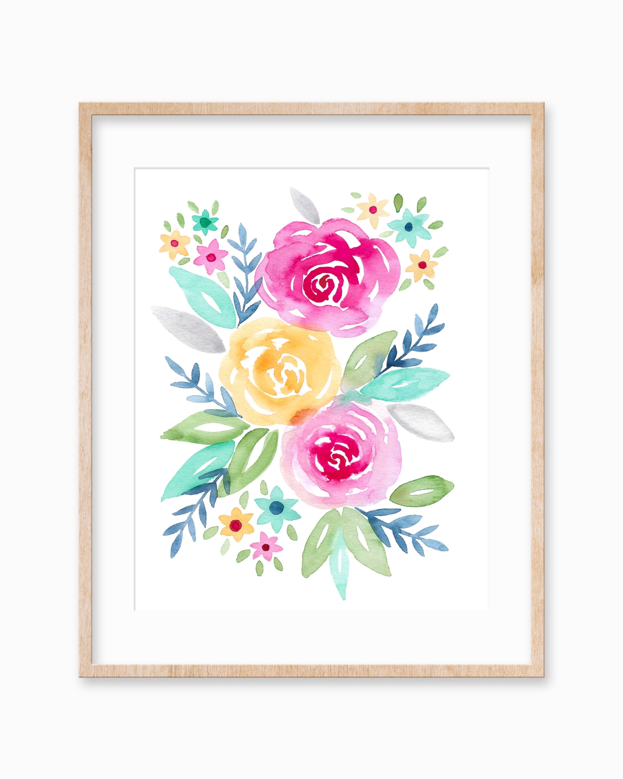 Floral Watercolor Flowers Printable Art Colorful Kids Room Art - Etsy