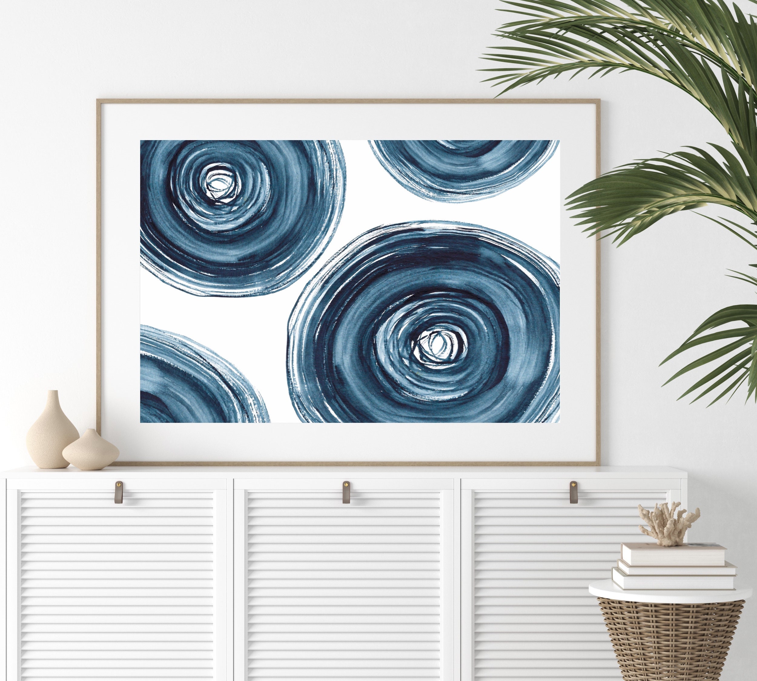 Navy Watercolor Abstract Art Printable Minimalist Wall Art Modern ...
