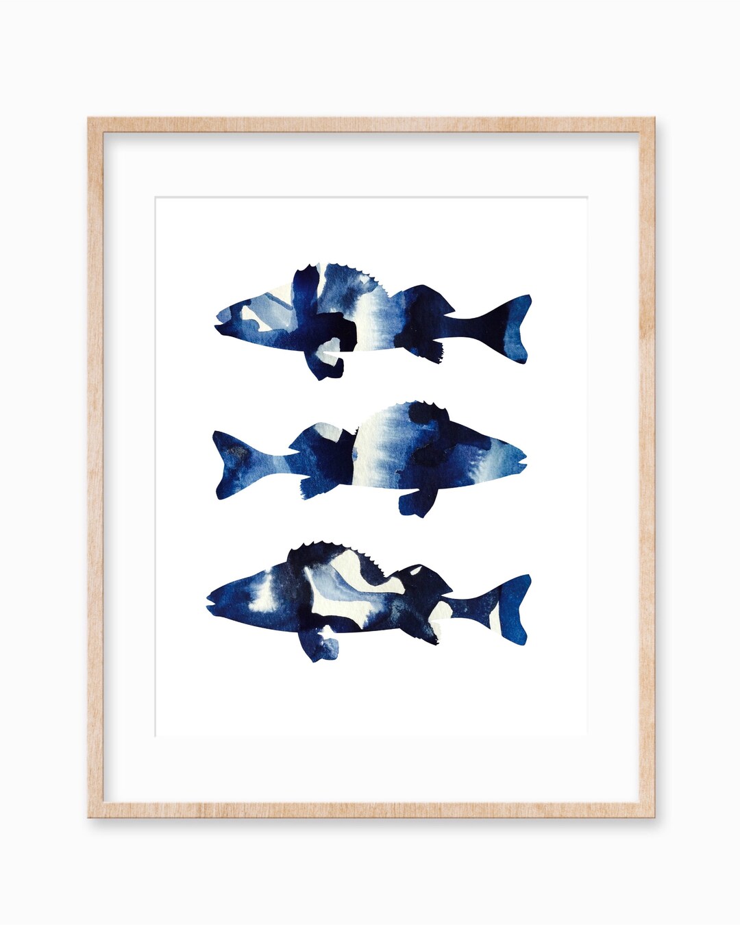 Navy Blue Watercolor Fish Art Print Coastal Art Downloadable Printable ...