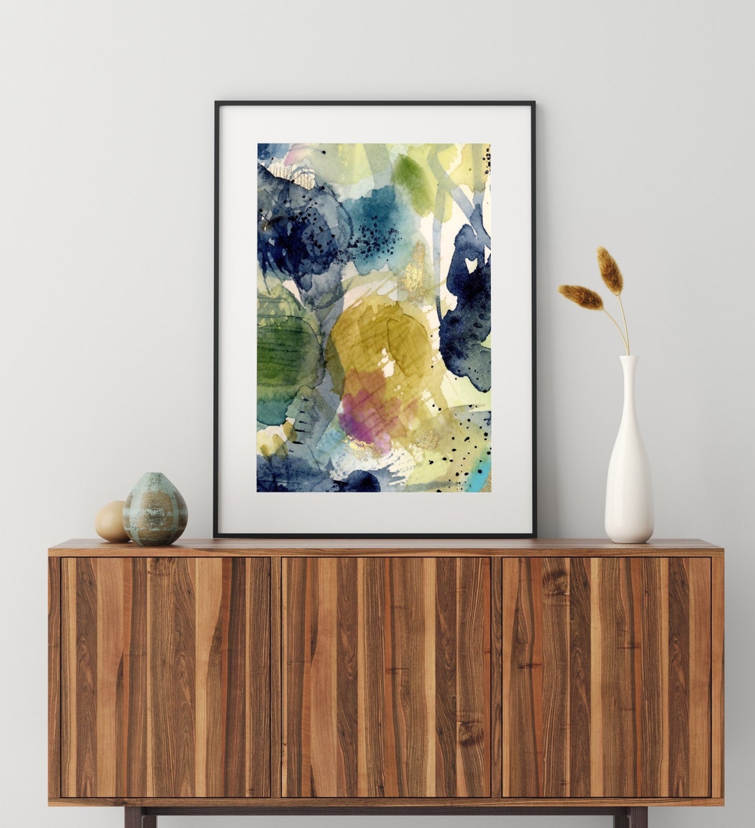 Neutral Jewel Tone Watercolor Abstract Art Print: Digital Download for ...