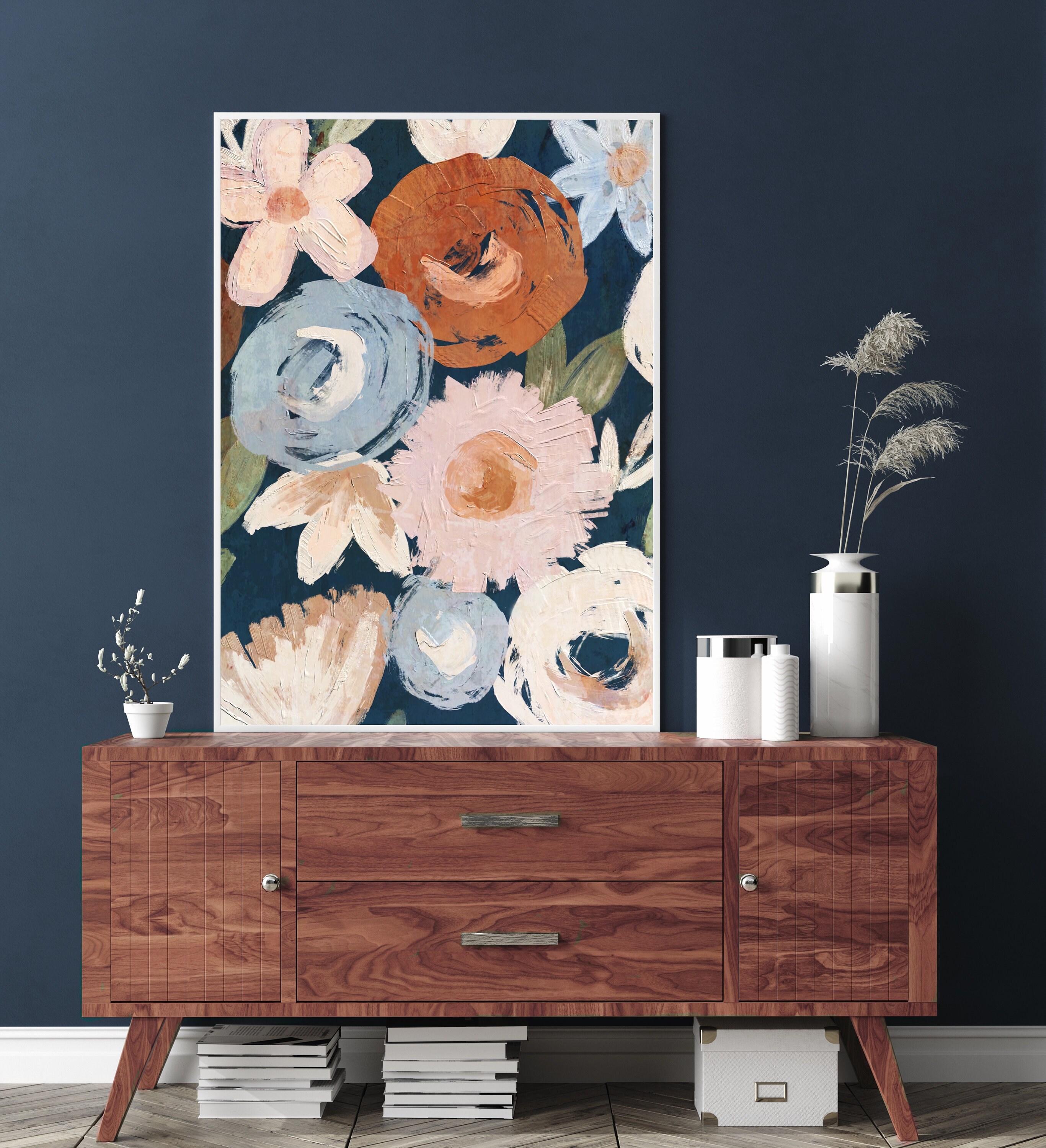 Modern Abstract Floral Art Plant Illustration Printable Wall | Etsy