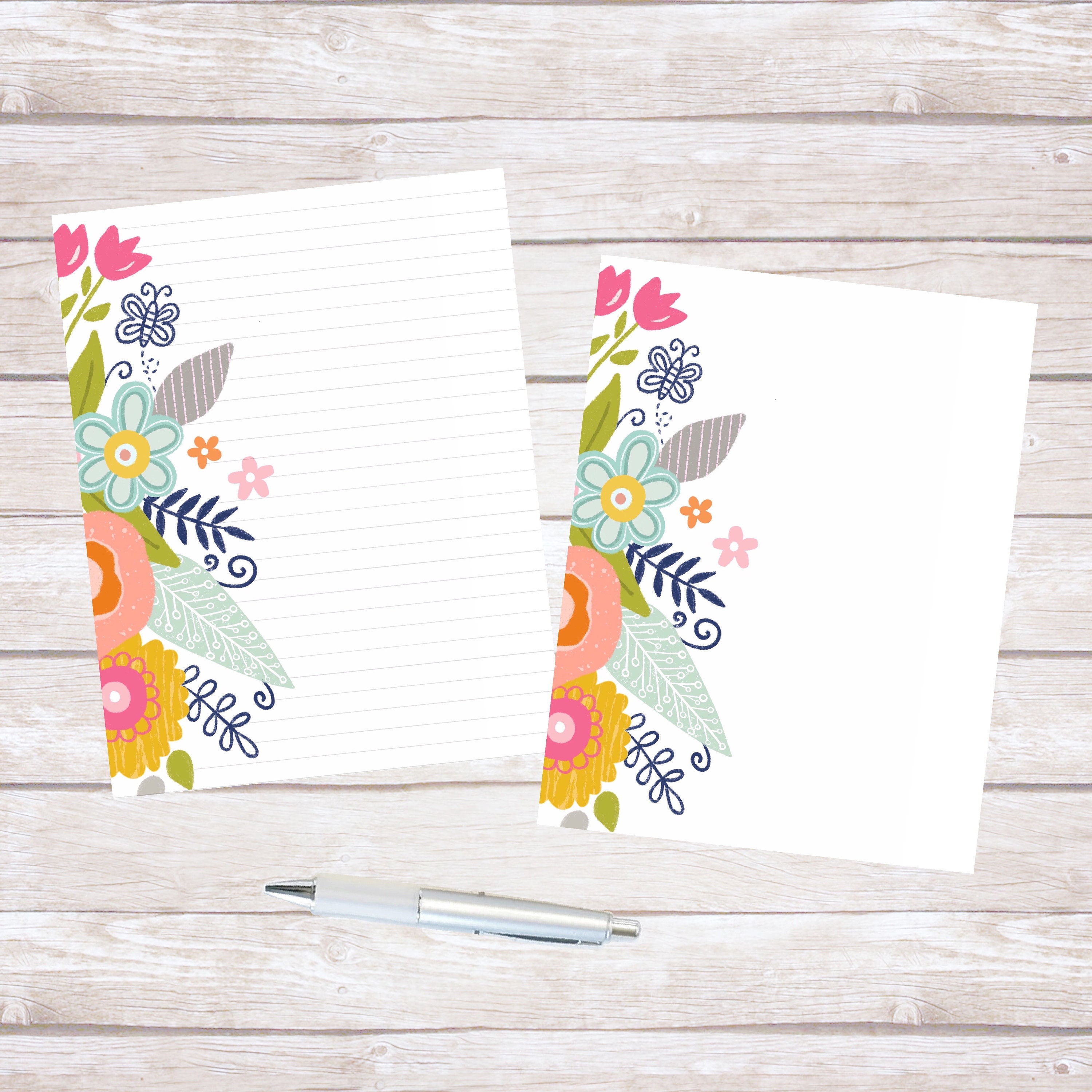 Printable Floral Stationery Lined Letter Writing Paper Blank - Etsy