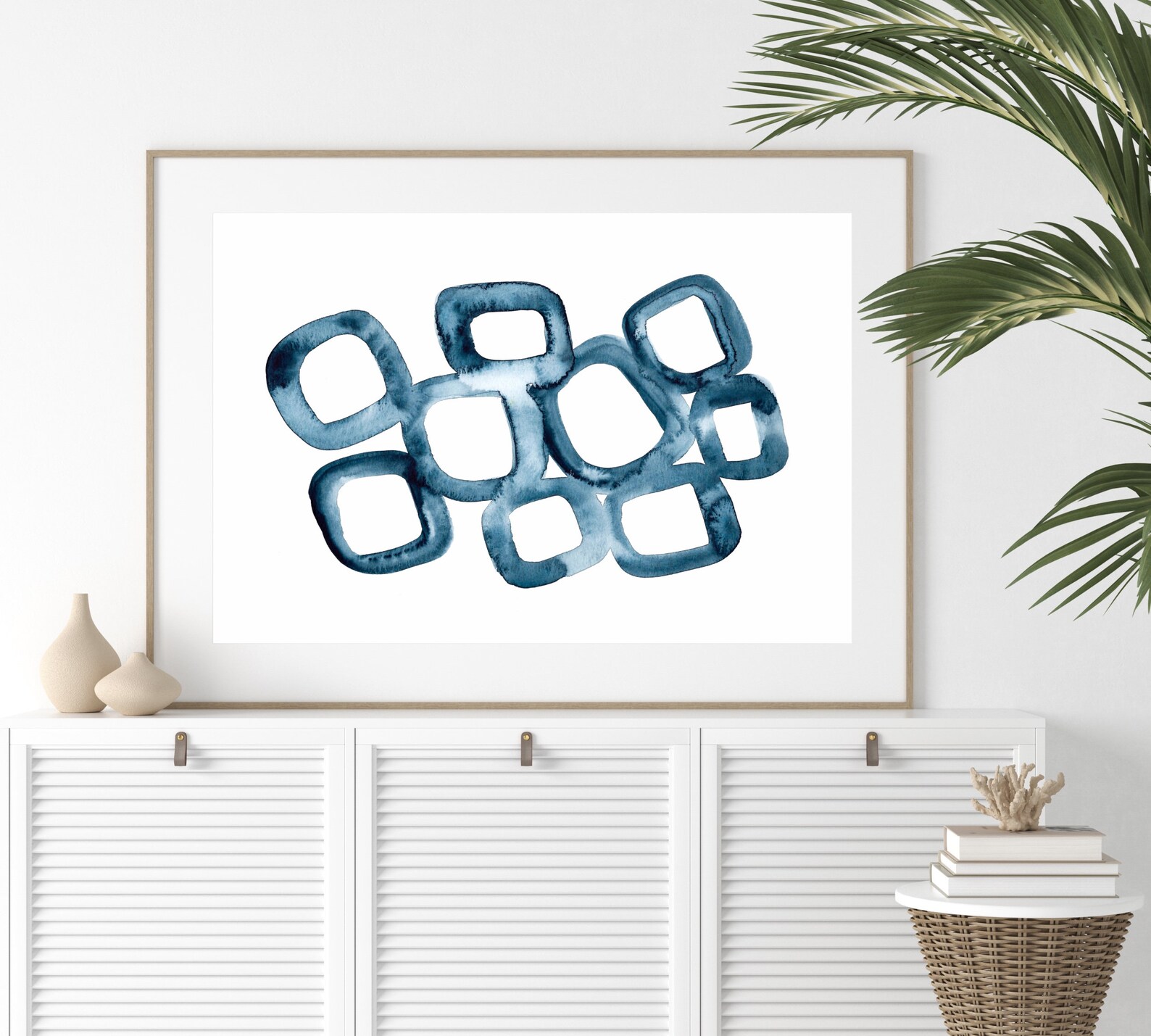 Navy Watercolor Abstract Art Printable Minimalist Wall Art - Etsy