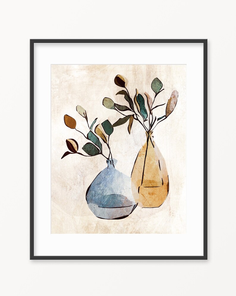 Modern Abstract Floral Illustration Printable Wall Art | Etsy