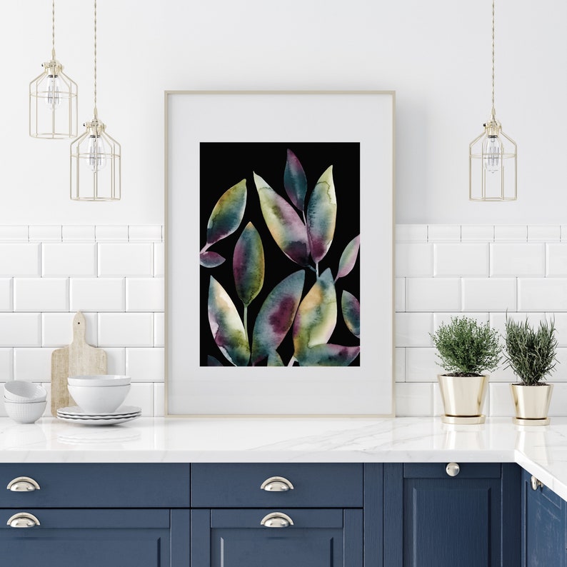 Watercolor Botanical Abstract Leaves Printable Art - Etsy