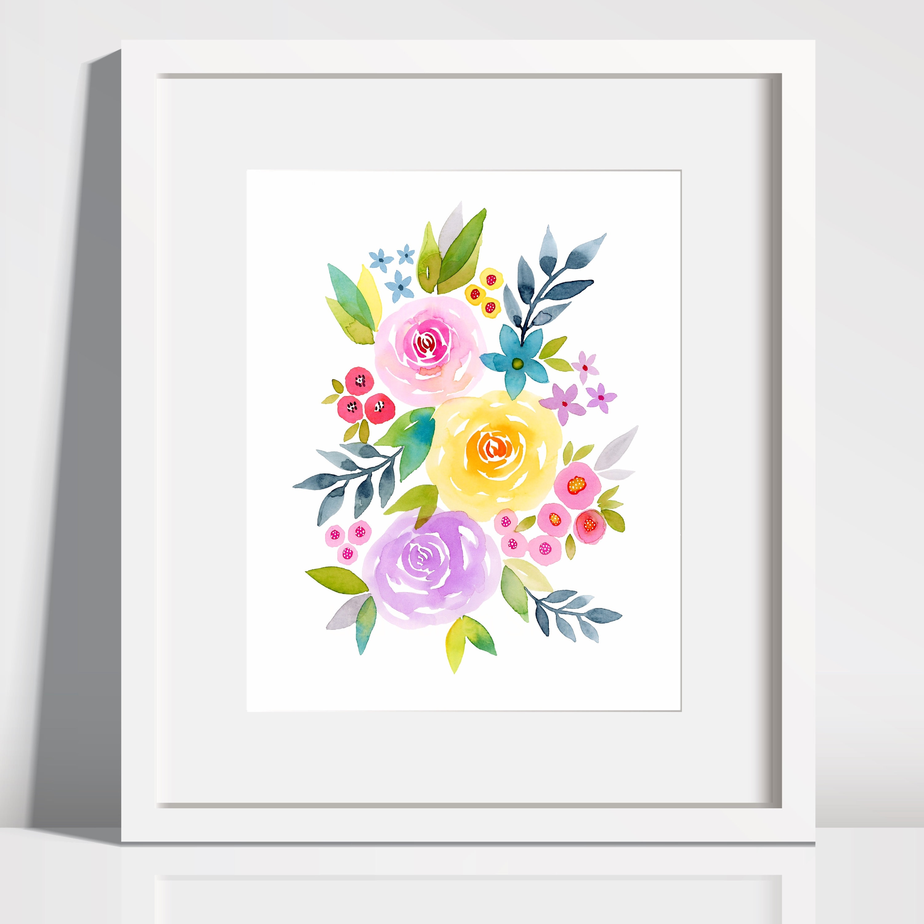 Floral Watercolor Flowers Printable Art Colorful Kids Room - Etsy