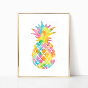 Printable Art Tropical Watercolor Pineapple Fruit Print Downloadable ...