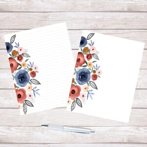 Printable Floral Stationery Lined Letter Writing Paper Blank - Etsy