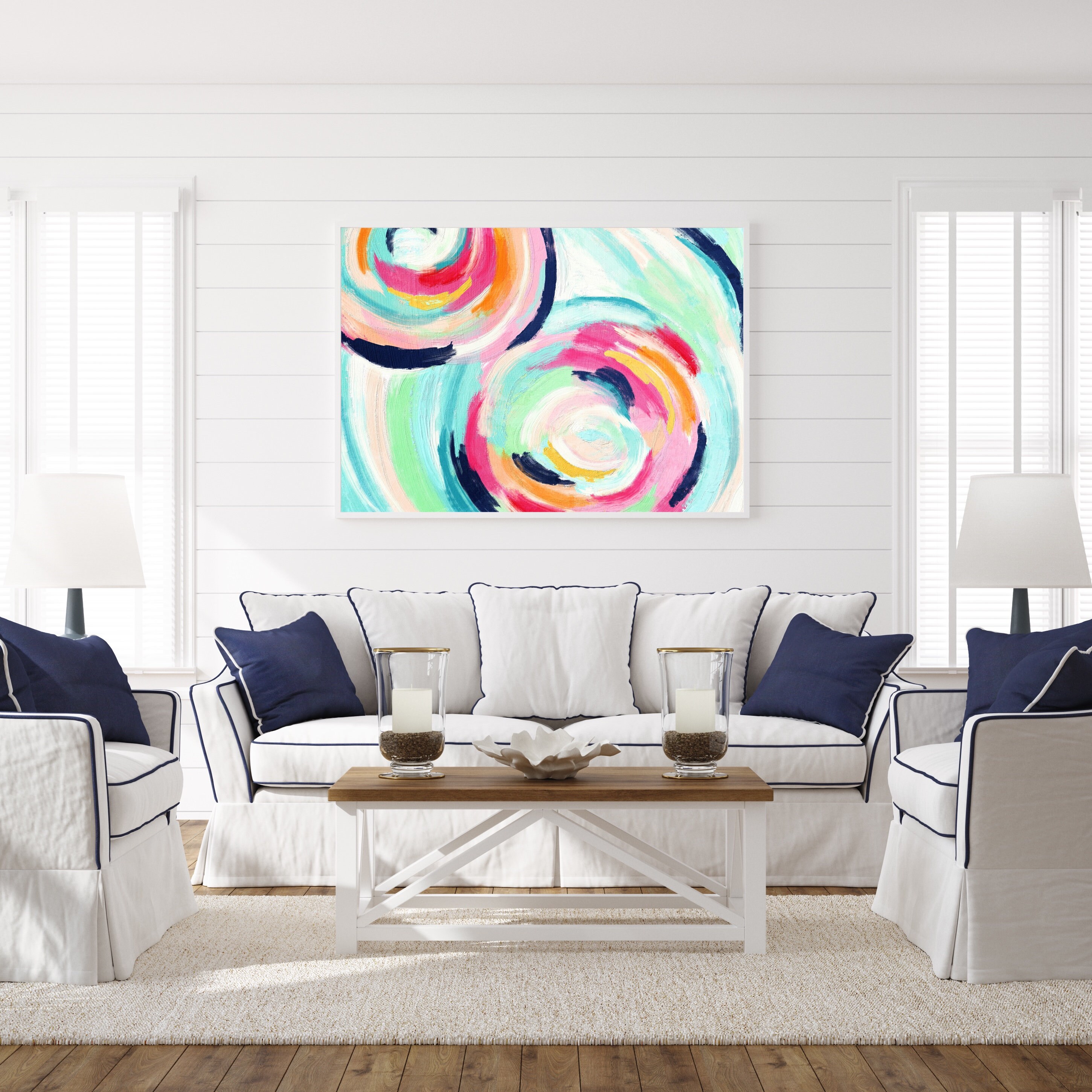 Colorful Modern Abstract Art Circles Painting Downloadable | Etsy