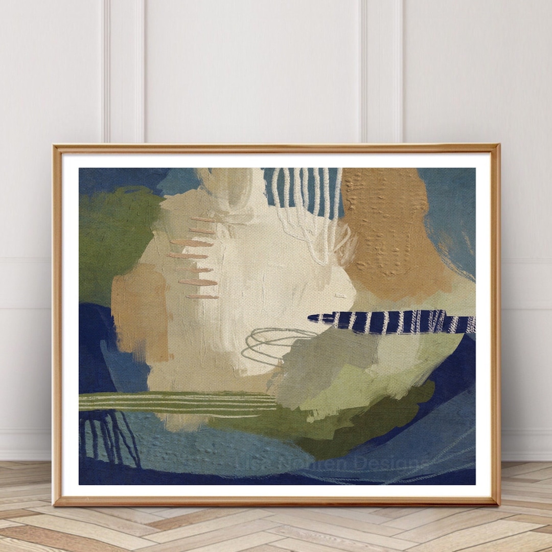 Neutral Abstract Wall Art Painting Printable Art Blue Green Beige ...