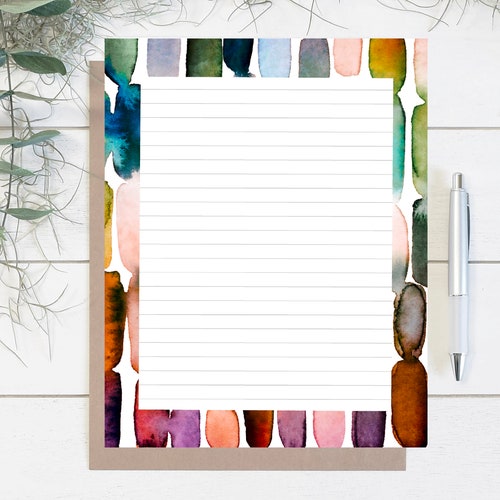 Printable Abstract Watercolor Stationery Lined Letter Writing - Etsy