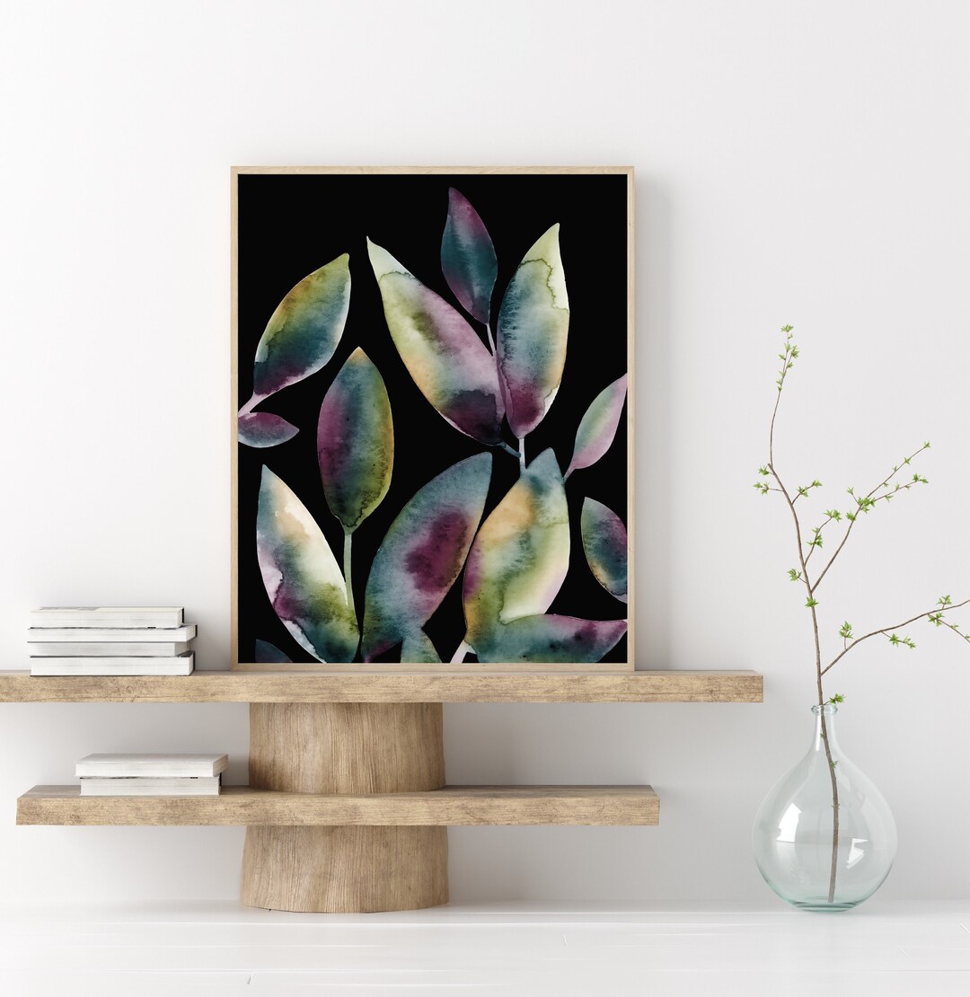 Watercolor Botanical Abstract Leaves Printable Art Downloadable Instant ...